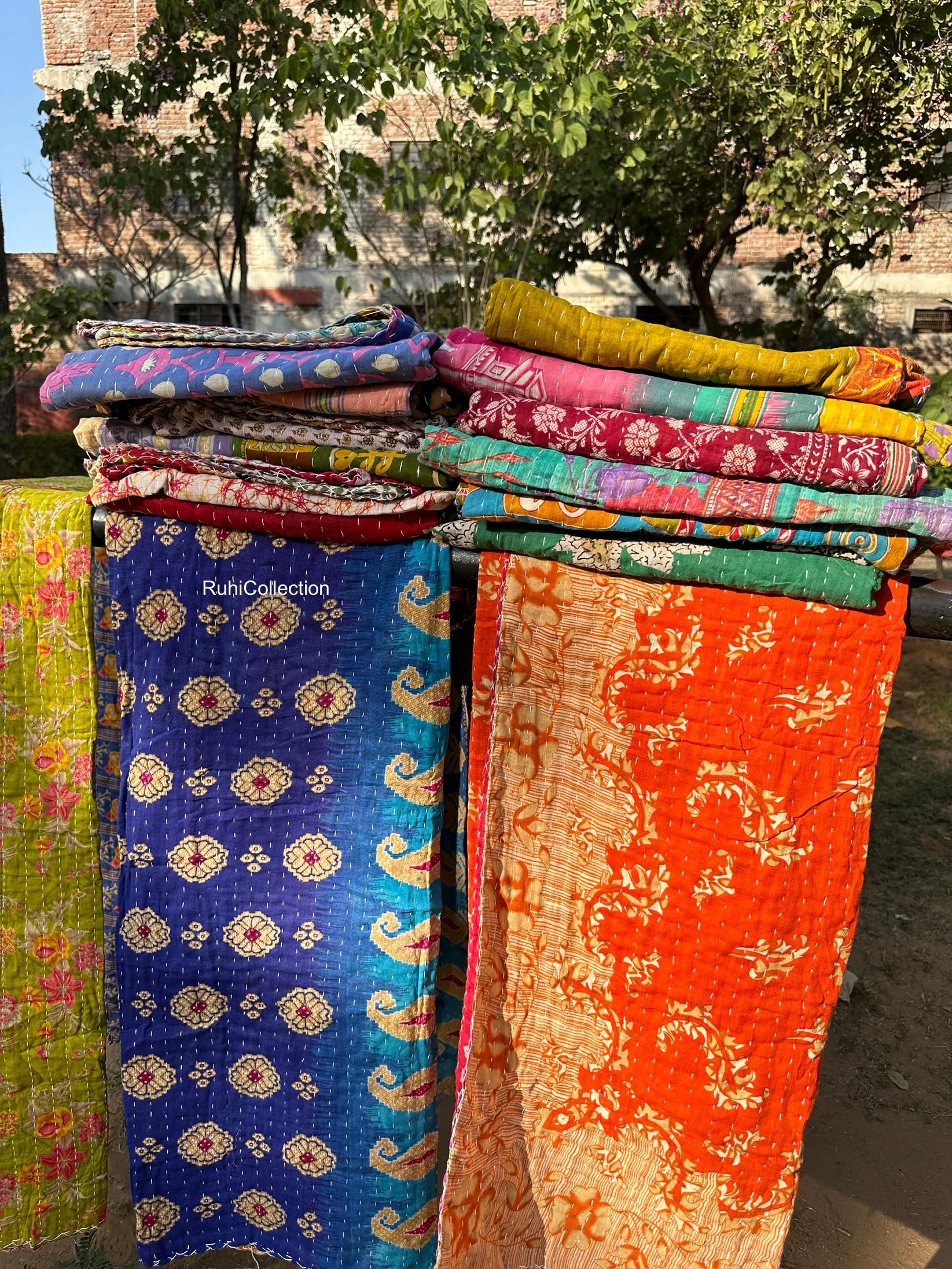 Old Vintage Assorted One Piece, Handmade Reversible Blanket Throw ...