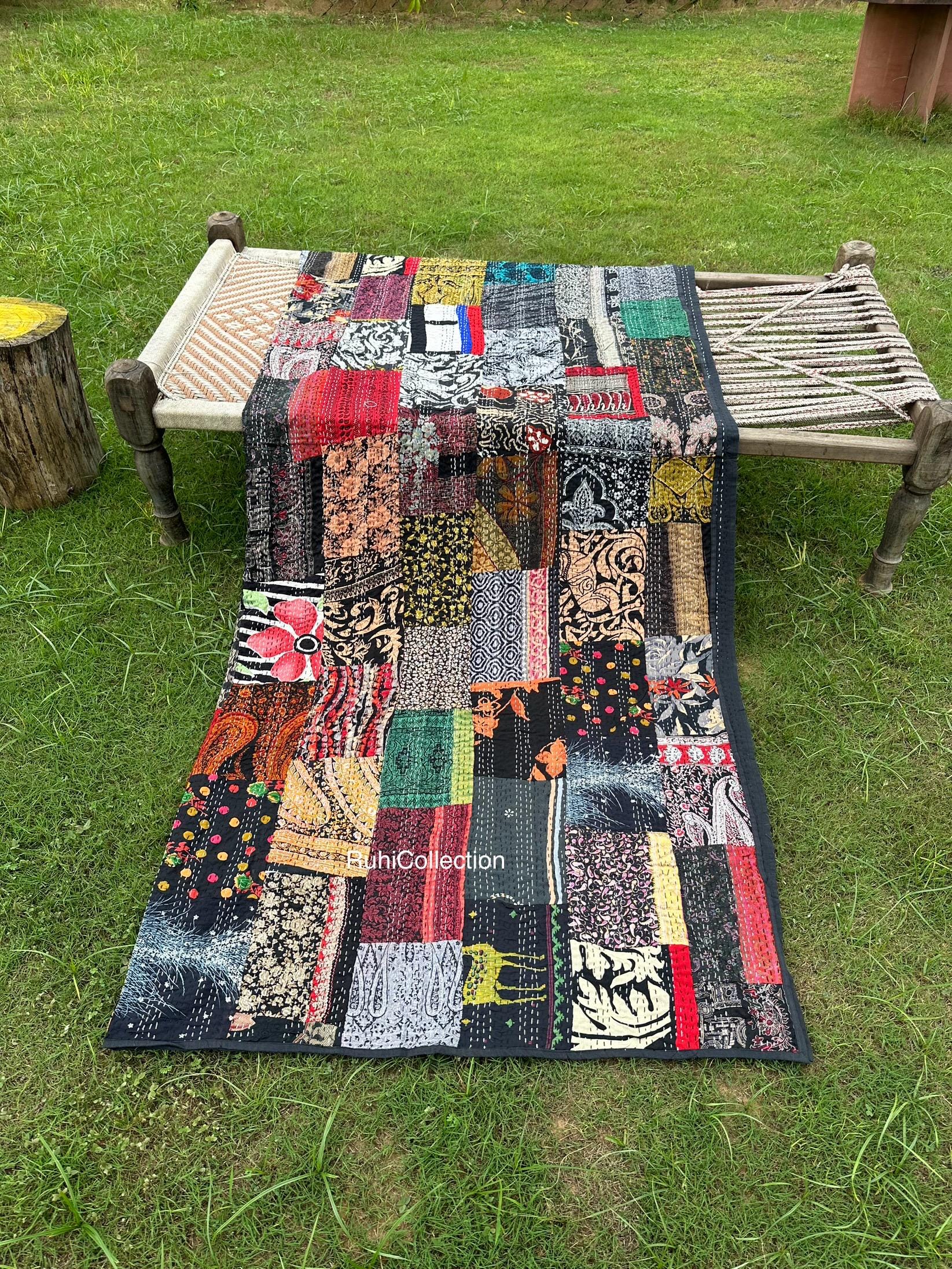 Bohemian Patchwork Quilt Kantha Quilt Handmade Vintage Quilts Boho Twin ...