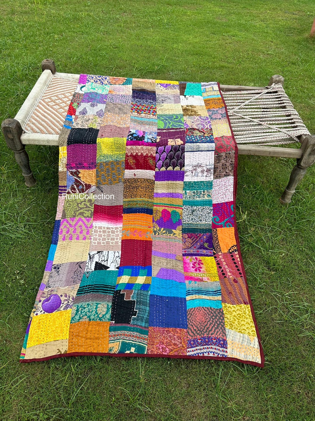 Bohemian Patchwork Quilt Throw Blanket Bedspread Quilting Hippie Quilts ...