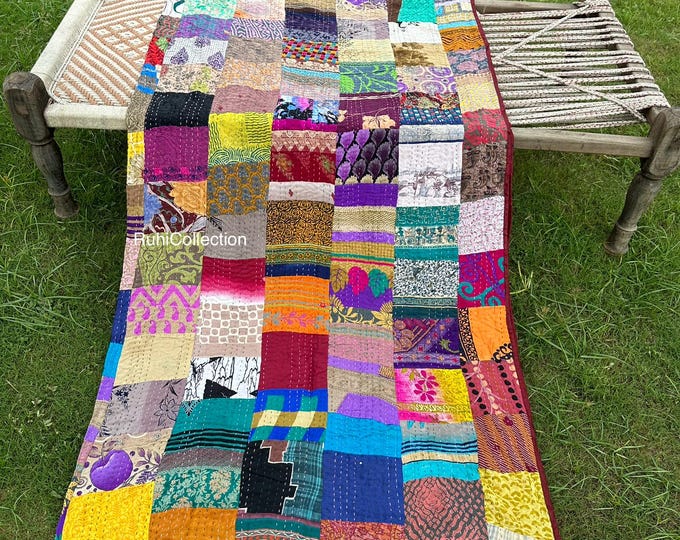 Bohemian Patchwork Quilt Kantha Quilt Handmade Vintage Quilts Boho Twin ...