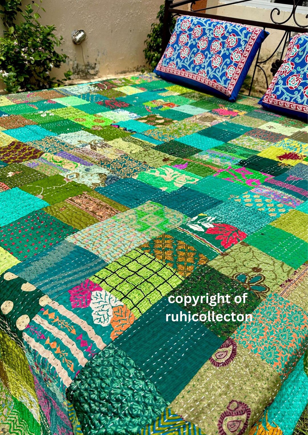 Bohemian Patchwork Quilt Kantha Quilt Handmade Vintage Quilts Boho ...