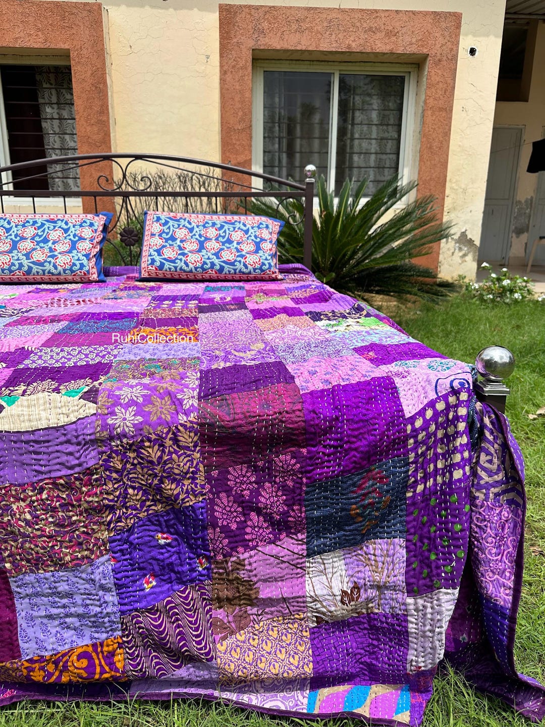 Indian Bohemian Patchwork Quilt Kantha Quilt Handmade Vintage Quilts ...