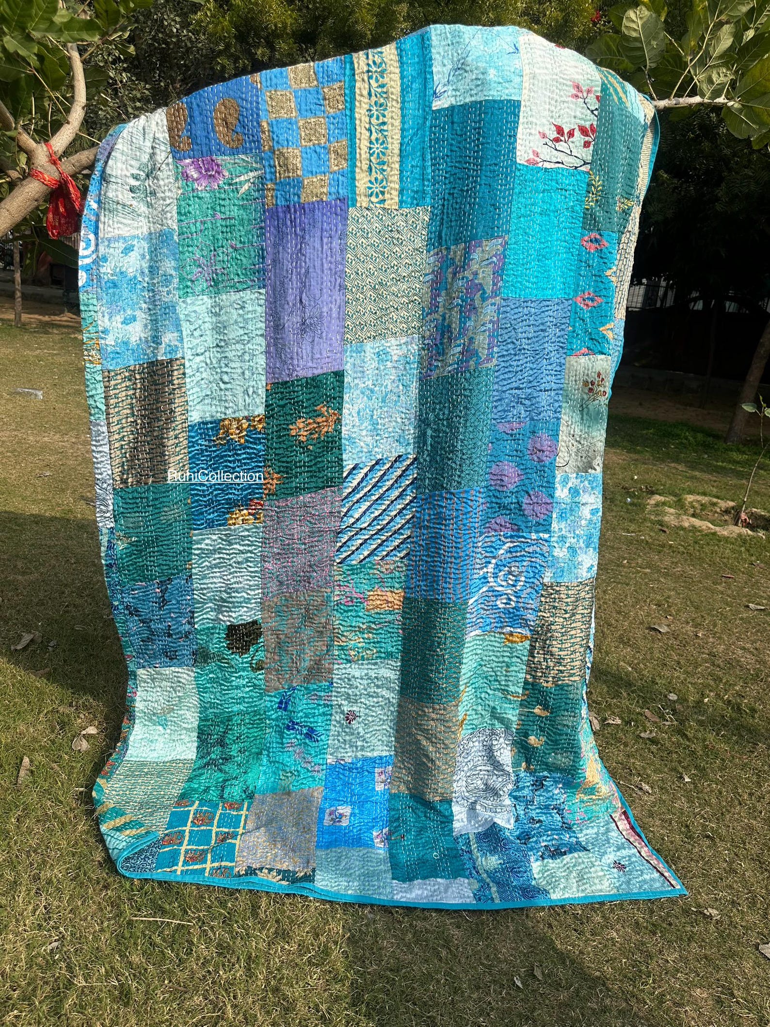 Vintage Handmade Kantha Quilt, Sari Coverlet, Sundance Kantha Throw ...