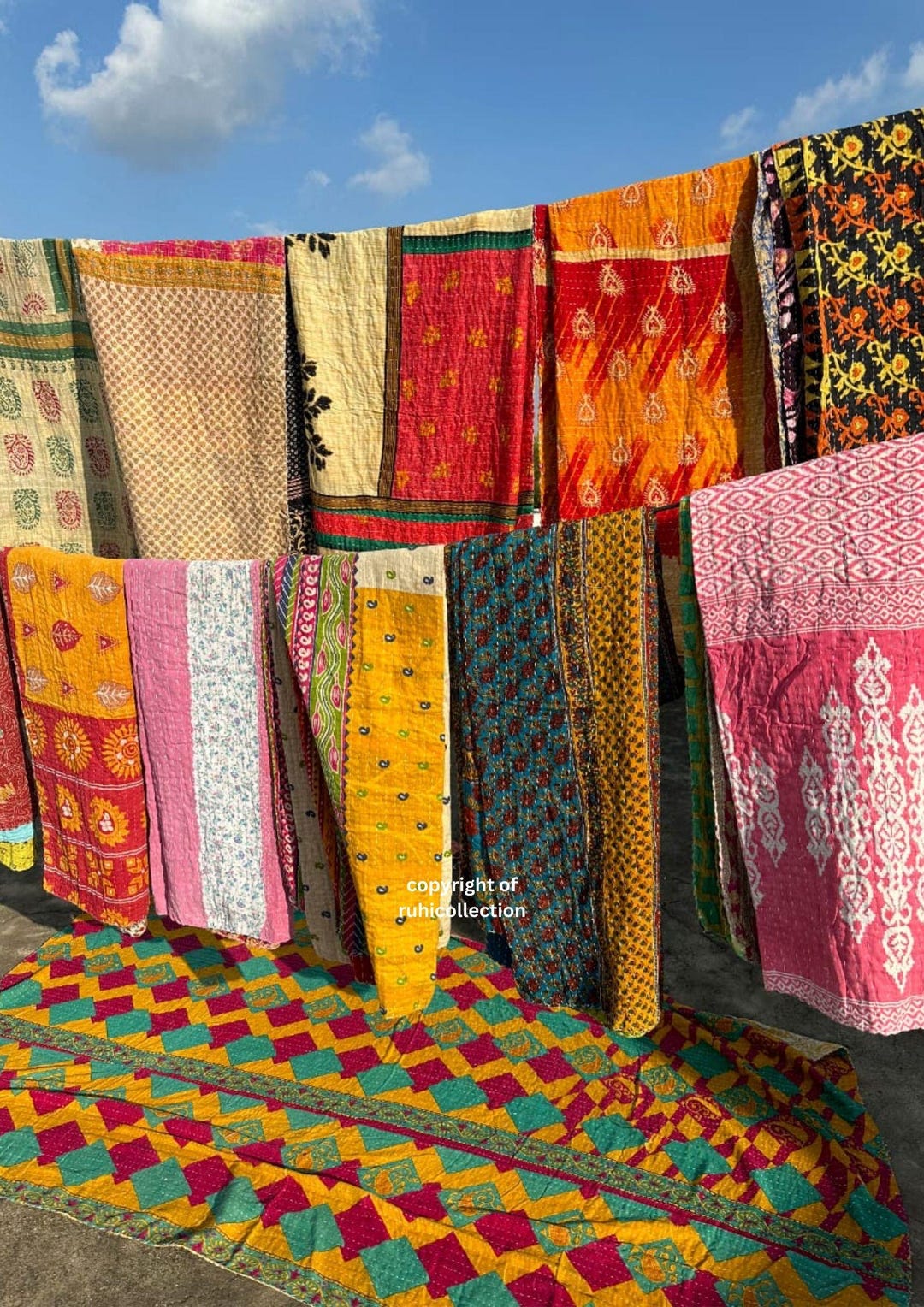 Vintage Cotton Kantha Vintage Quilts,vintage Kantha Quilt, Sari ...