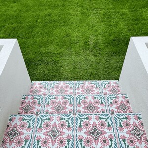 Full Tile Pattern: Jardin Rose, Non-slip Moroccan Patterned Porcelain ...