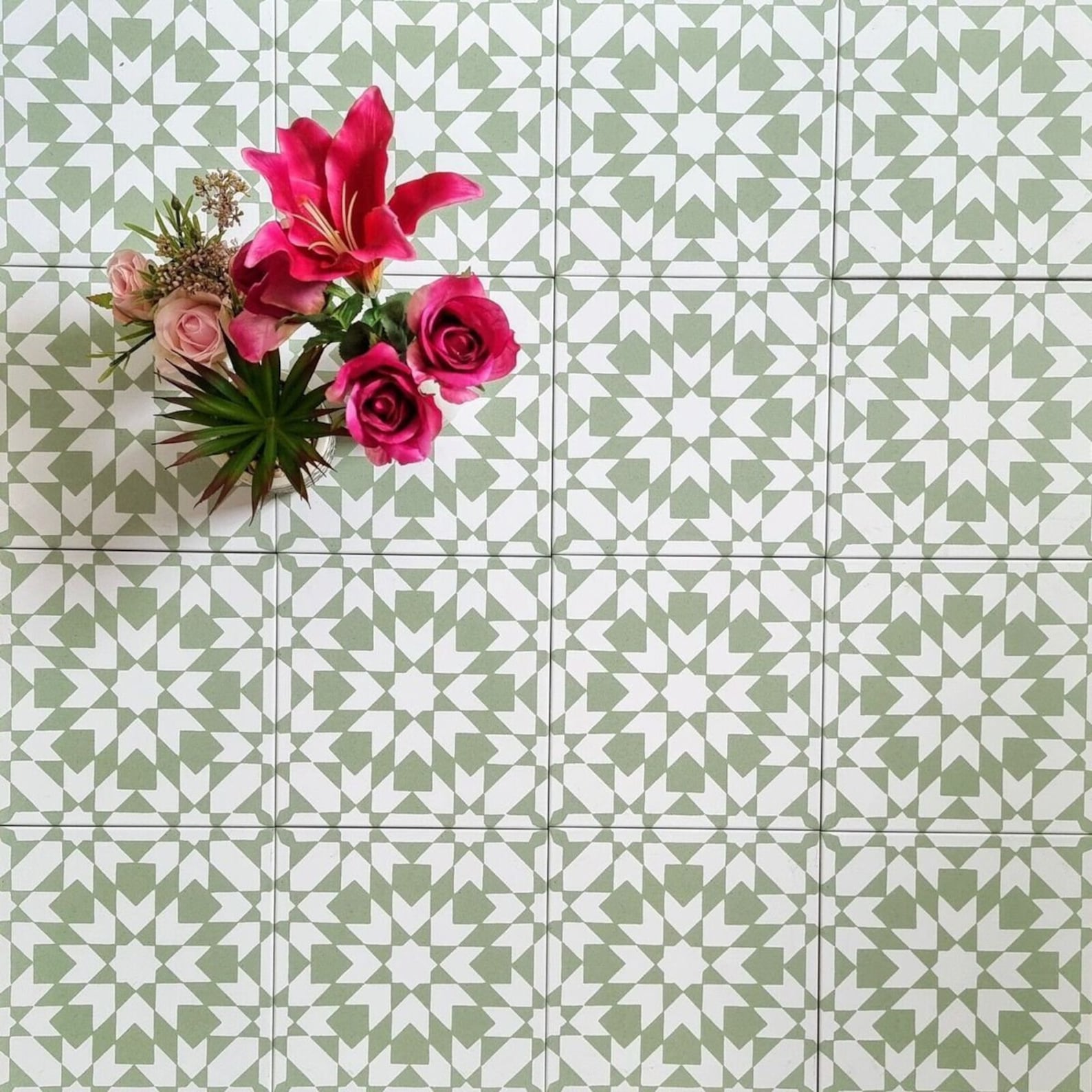 Full Tile Pattern: Ottoman Sage Green Porcelain Anti Slip 20cm X 20cm ...