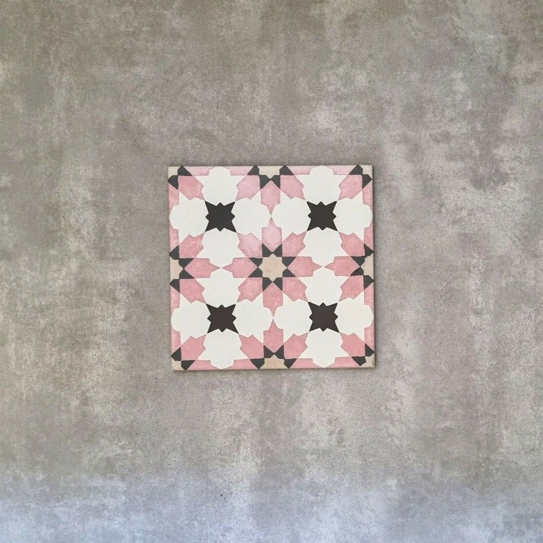 Full Tile Pattern: Madeira Pink Rose, Anti-slip Moroccan Victorian ...