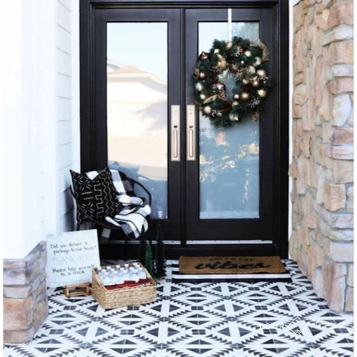 Full Tile Pattern: Azteca Black and White Anti-slip Moroccan - Etsy