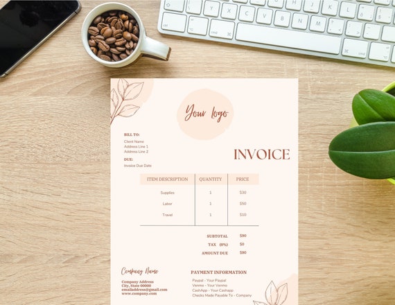 Boho Invoice Template digital Template | Etsy