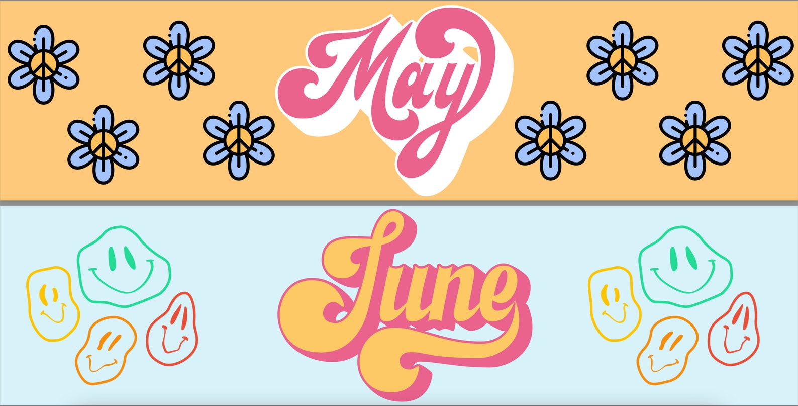 12 Month Retro/ Hippie Classroom Theme Google Classroom - Etsy