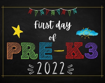 First Day of K3 Sign - Etsy