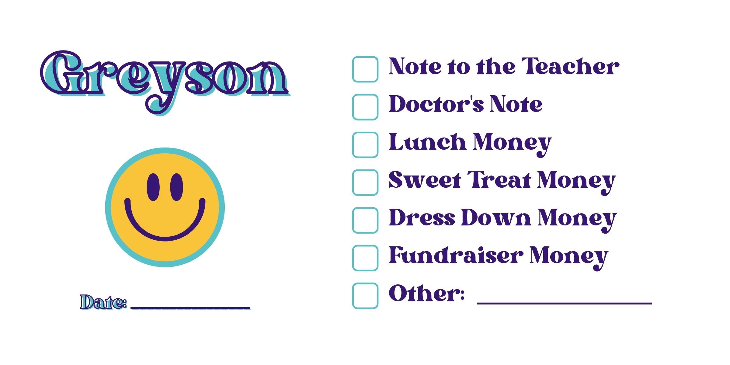 DIGITAL 2x4 Personalized School Labels | Teacher Note | Doctor's Note ...