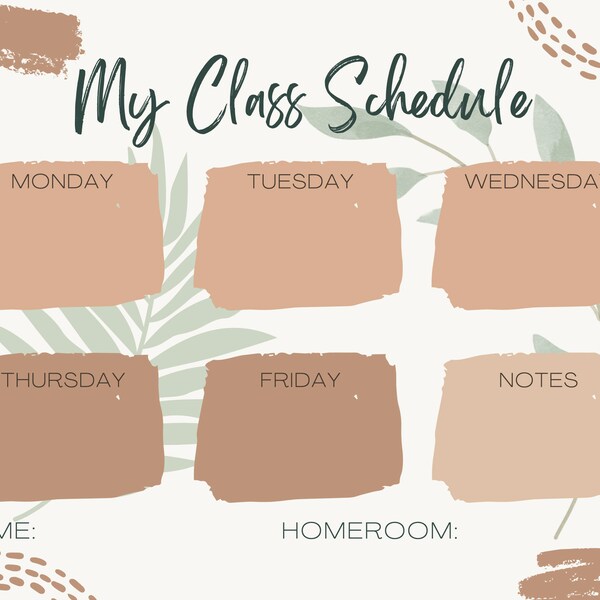 Class Schedule Template Aesthetic - Etsy