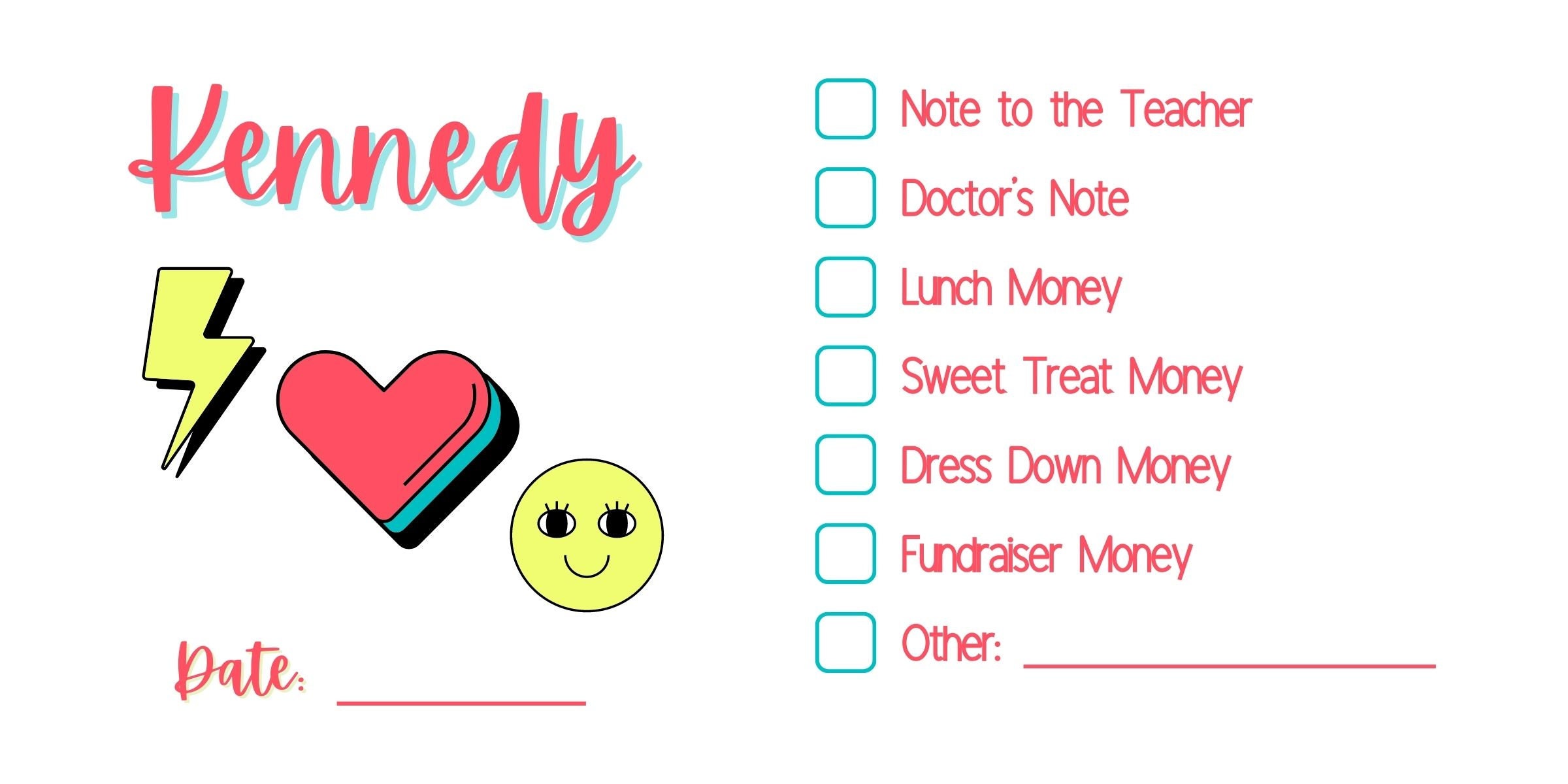 DIGITAL 2x4 Personalized School Labels Teacher Note - Etsy