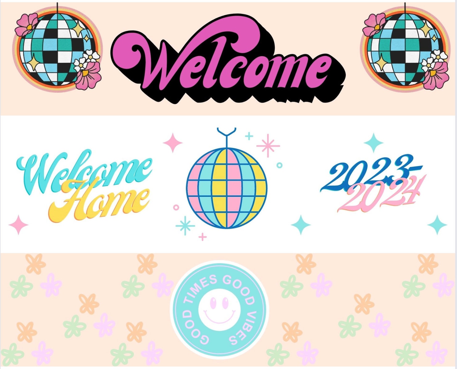 Disco | Pastel | Retro | Google Classroom Header/ Banner Bundle (set of ...