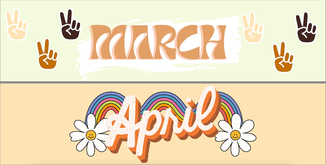 12 Month Retro/ Hippie Classroom Theme Google Classroom - Etsy