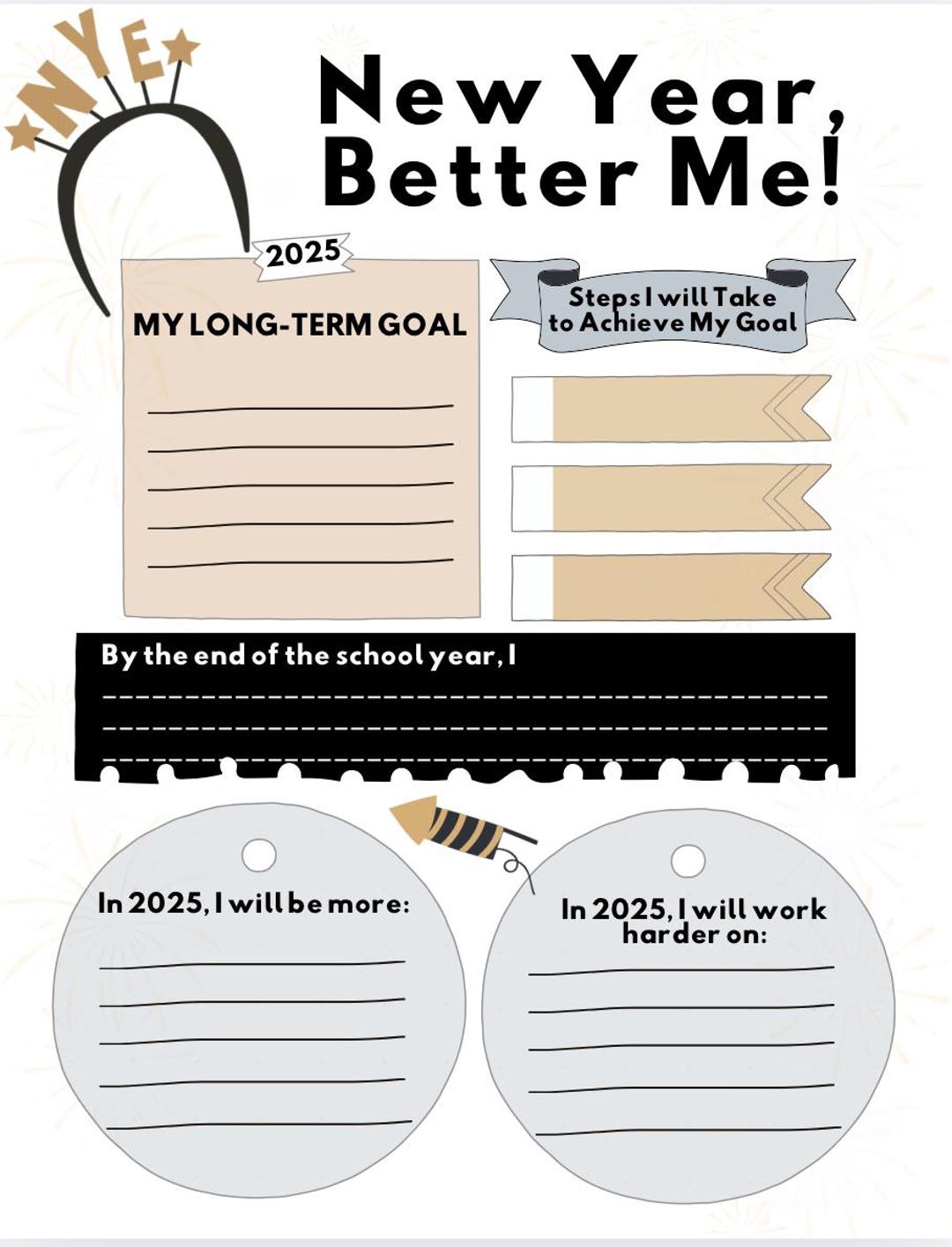 New School Year Resolution Goal Setting Worksheet + Prompt - Etsy