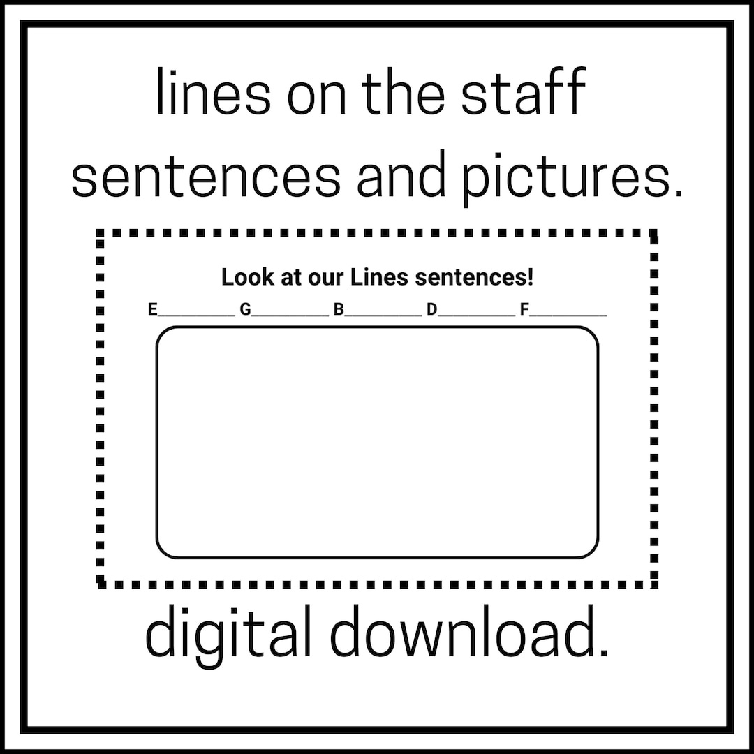 Lines on the Staff - Sentences and Pictures - Etsy