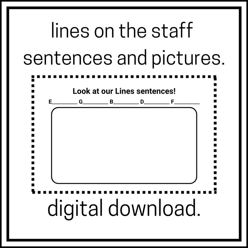 Lines on the Staff - Sentences and Pictures - Etsy