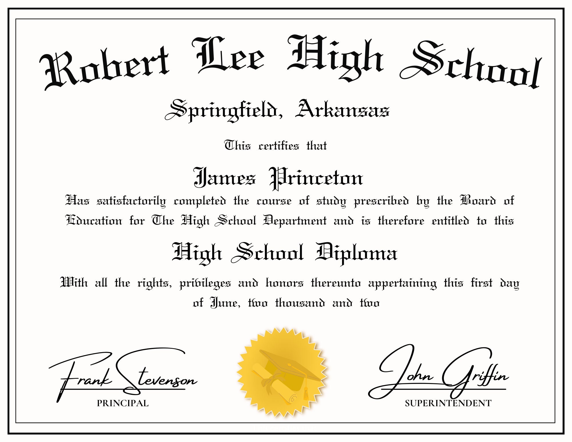 High School Diploma Certificate Fancy Design Templates