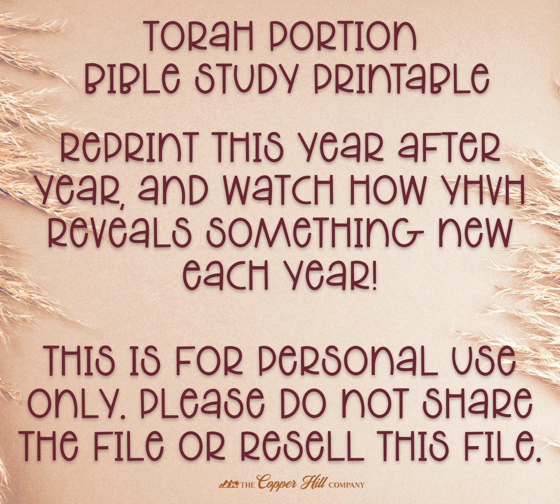 TORAH PORTION BIBLE Study Printable | Torah Portion | Yeshua Bible ...