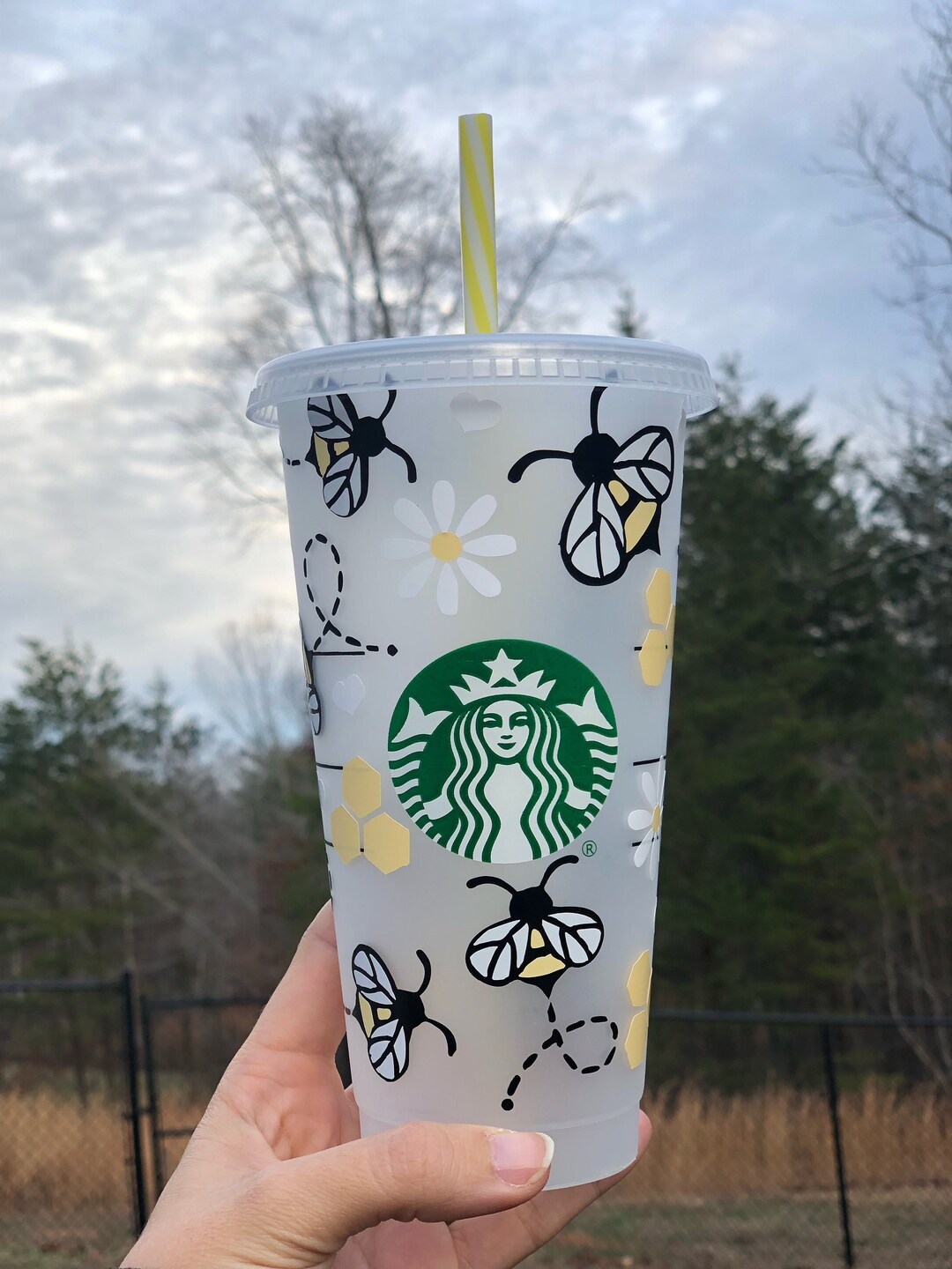 Honey Bee, Daisies, Reusable Cup, Cold Cup, Bees, Bee Cup, Gifts for ...