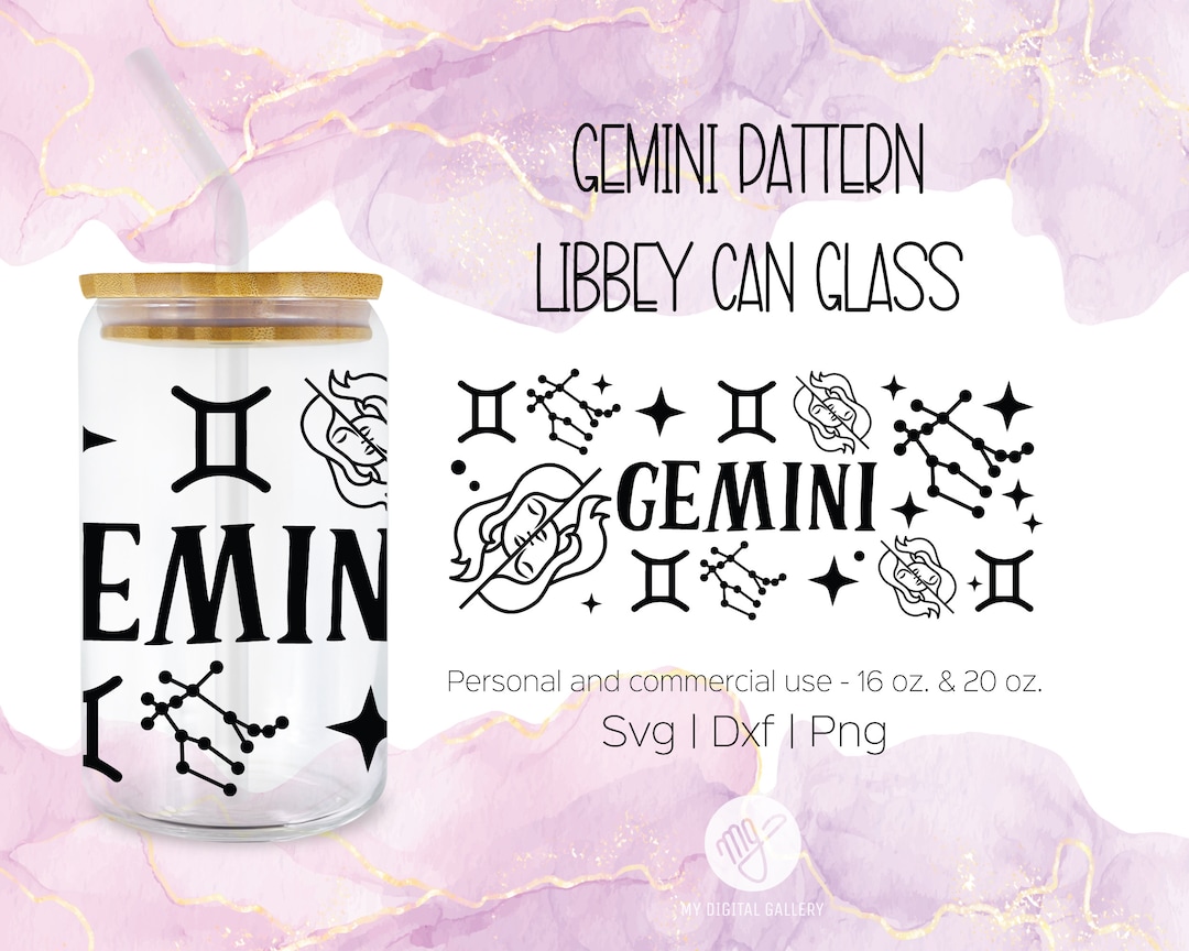 Gemini Zodiac Sign SVG 16 & 20 Oz Libbey Can Glass Cut File, Svg, Dxf ...