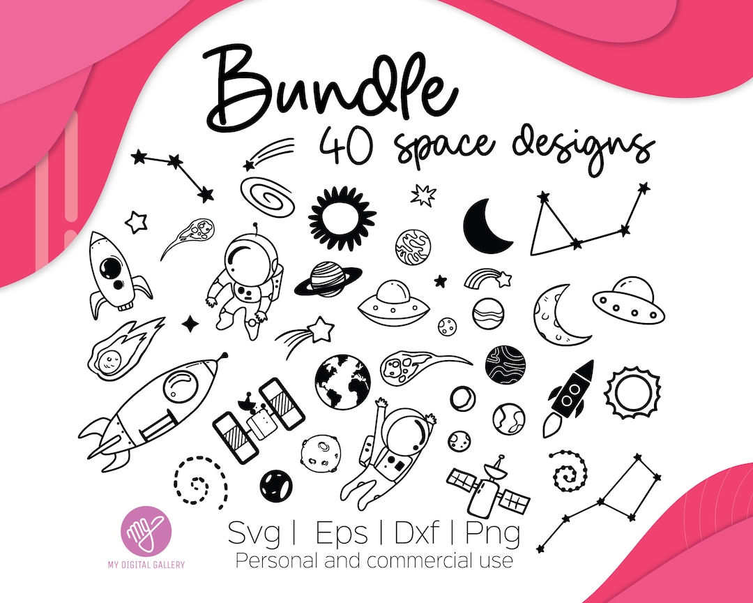 Space SVG Stars, Spaceship, Moon SVG 40 Bundle Svg Cut File Instant ...