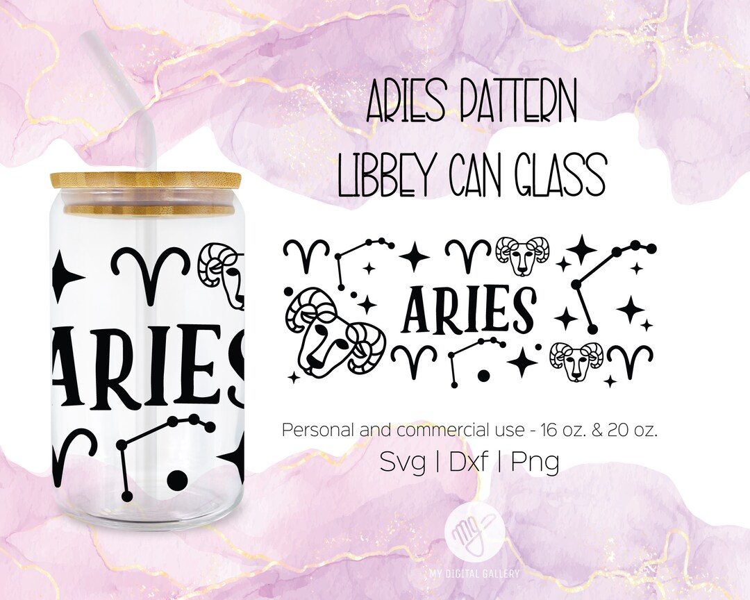 Aries Zodiac Libbey Glass Can Cut File, SVG PNG DXF (digital Download ...