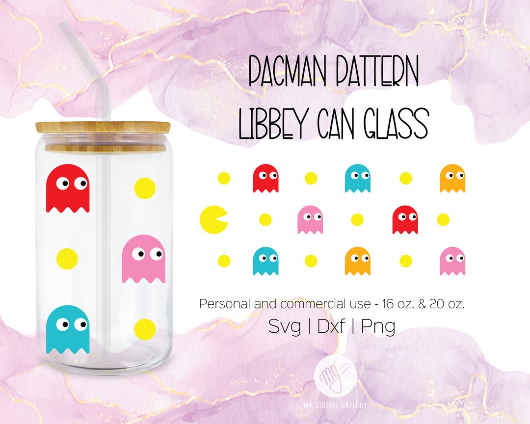 Pacman SVG 16 & 20 Oz Libbey Can Glass Cut File, Svg, Dxf, Png Coffee ...