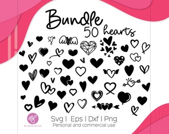 Heart Svg Bundle, Hearts Png, Cut File Cricut - Etsy