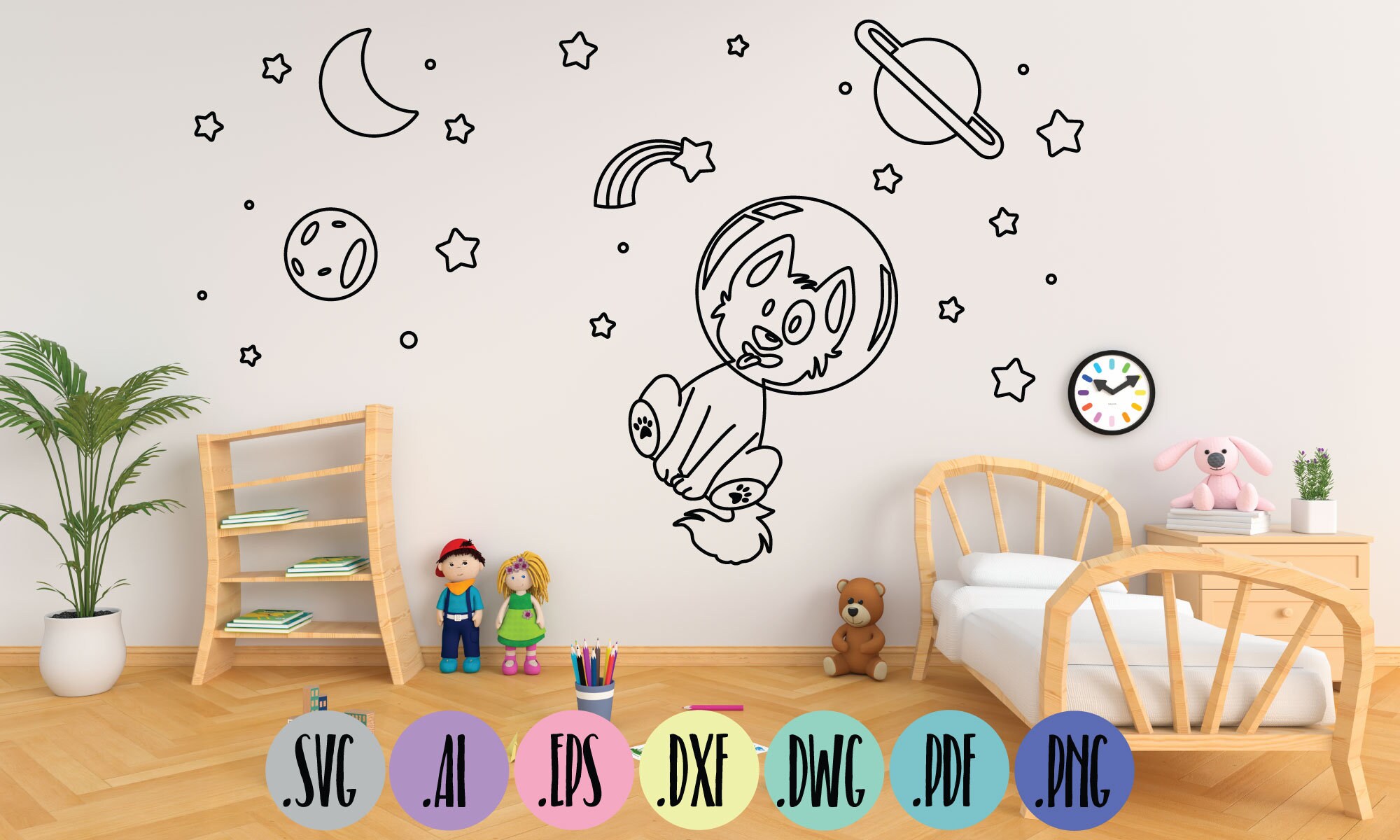 Dog in the Space SVG | Wall Decor Svg | Cut File | Instant Download ...