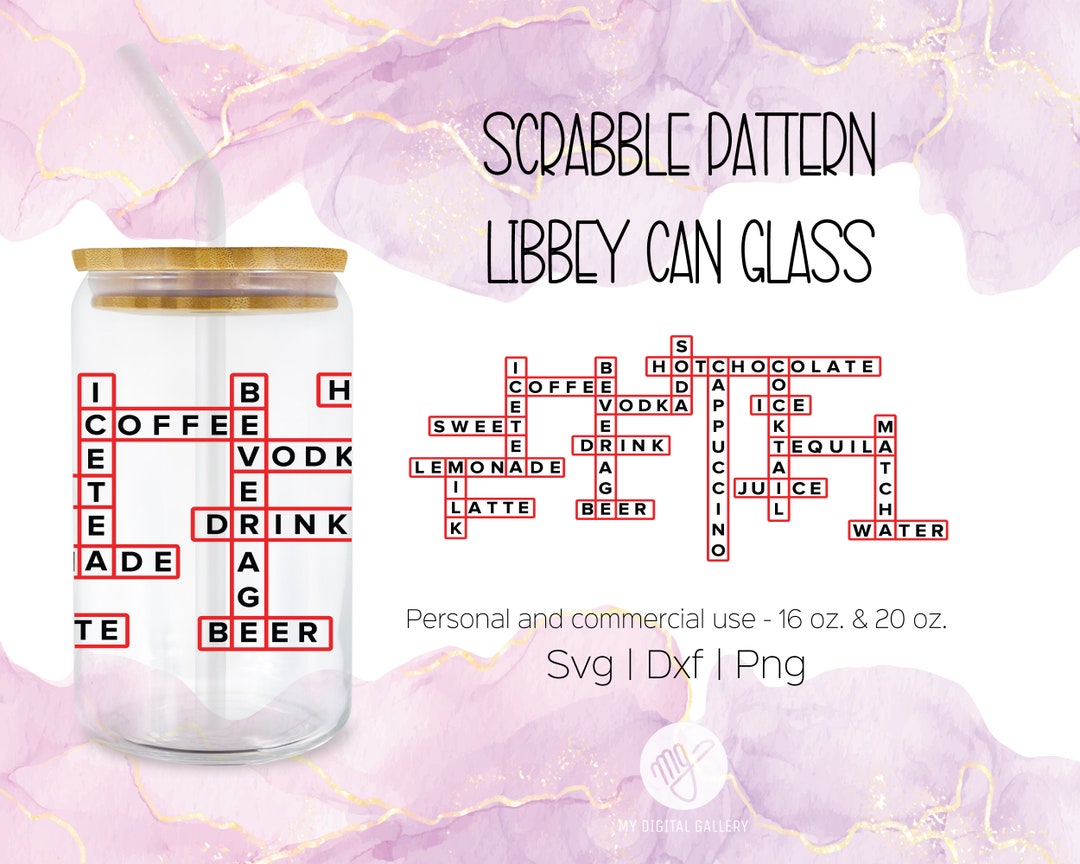 Scrabble SVG 16 & 20 Oz Libbey Can Glass Cut File, Svg, Dxf, Png Coffee ...
