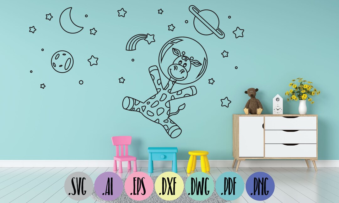 Giraffe in the Space SVG | Wall Decor Svg | Cut File | Instant Download ...