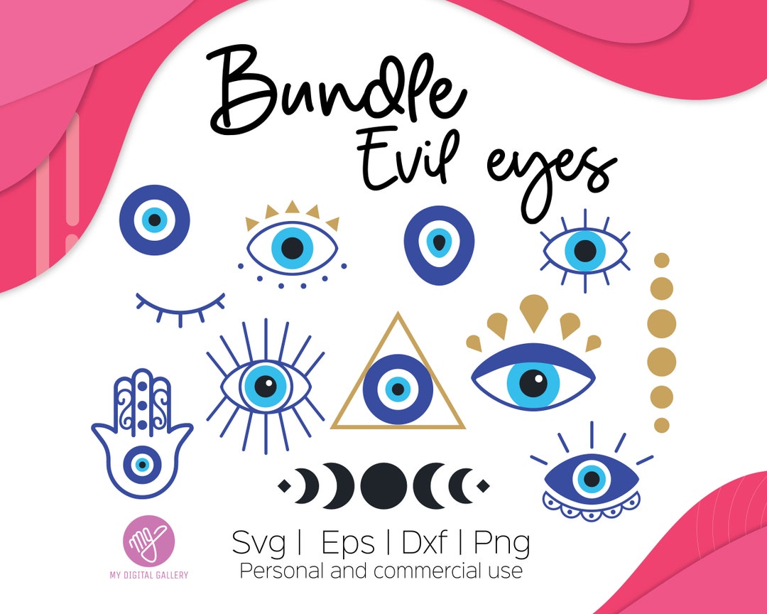 Evil Eye SVG Bundle Hamsa SVG Eye Protection SVG Cut File Instant Download Cricut Silhouette Svg ...