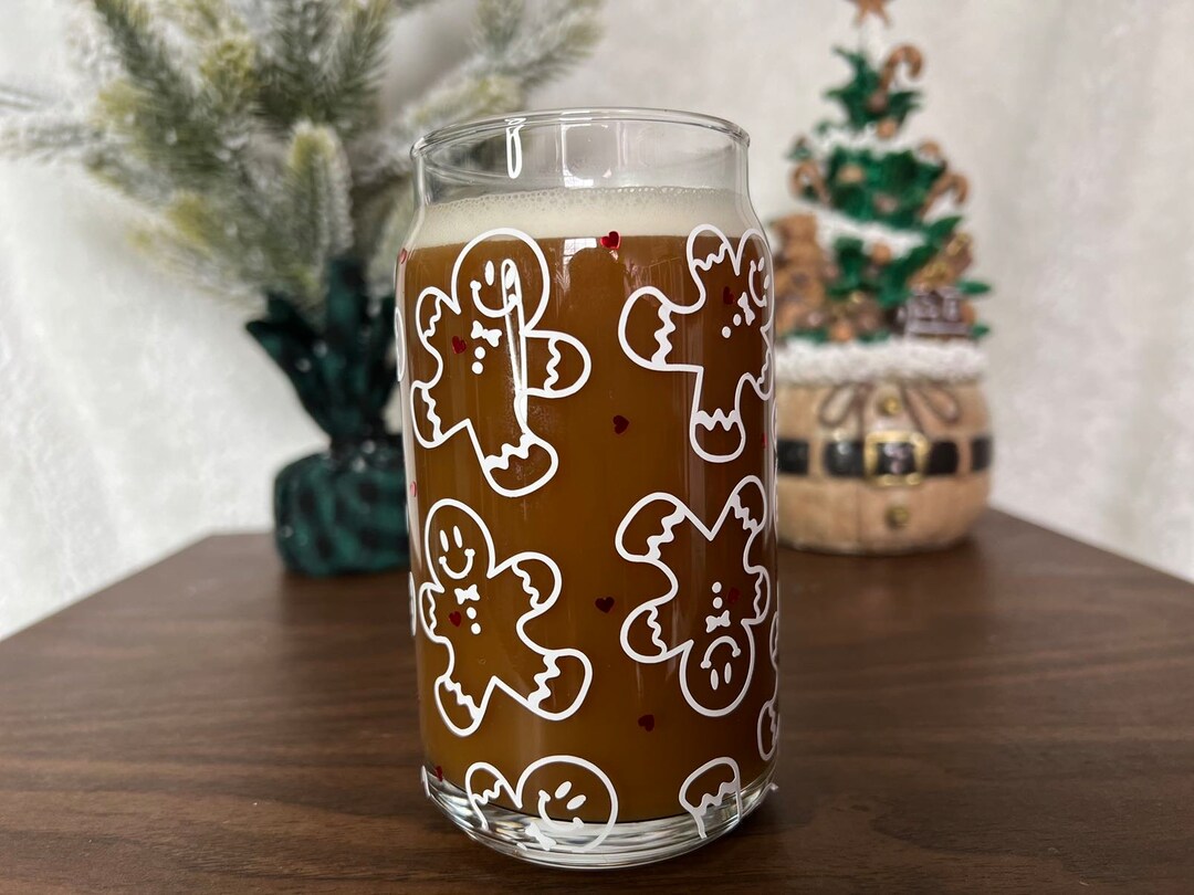 Festive Gingerbread Man Glass Cup for Christmas Cheers - Etsy
