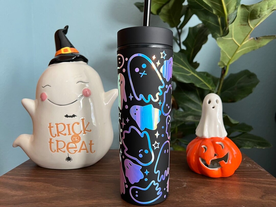Ghosts Halloween Insulated Matte Tumbler W/ Straw, Custom Cups, Boo ...