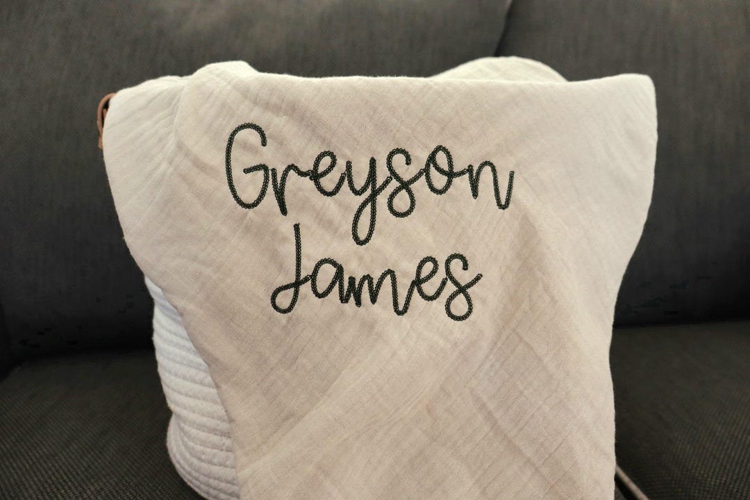 Personalized Baby Swaddle Blanket Embroidered Baby Muslin Swaddle ...