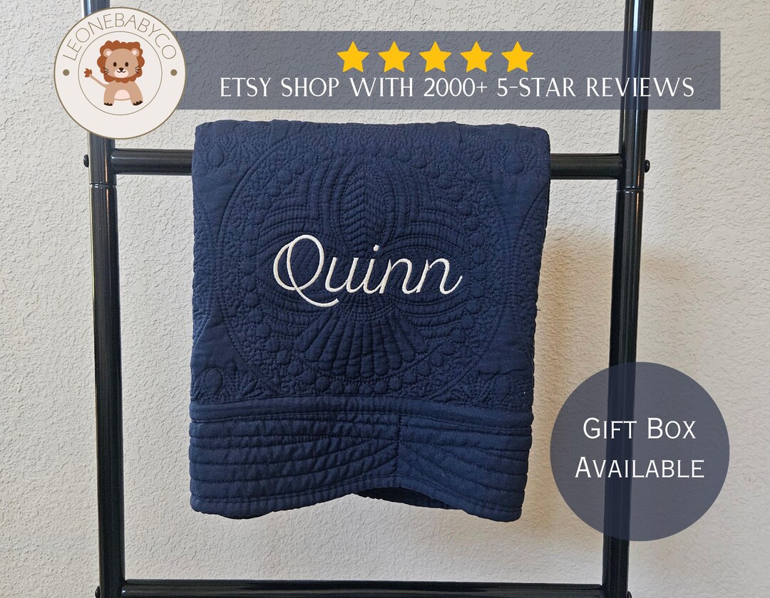 Embroidered Baby Blanket, Personalized Cotton Quilt, Nursery Decor - Etsy