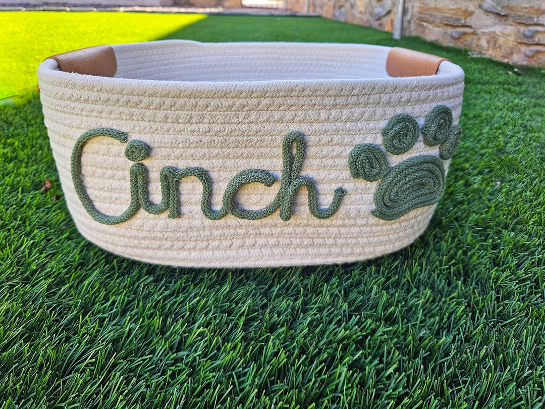 Dog Personalized Basket, Puppy Basket Rope Cotton Basket Baby Gift ...