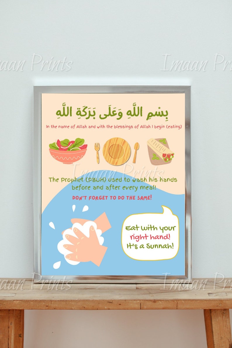 Eating Dua Print for Kids Room, Kitchen, Classroom| Instant Download ...