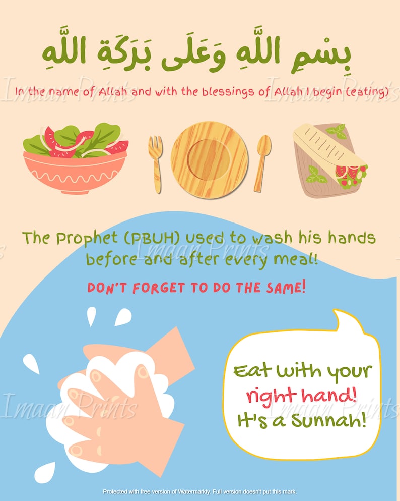 Eating Dua Print for Kids Room, Kitchen, Classroom| Instant Download ...
