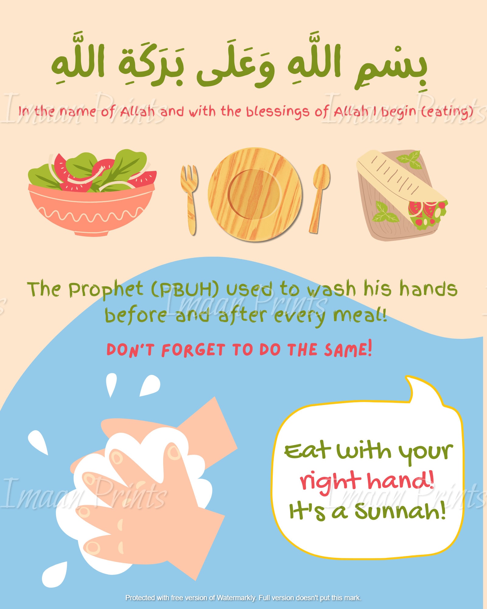 Eating Dua Print for Kids Room, Kitchen, Classroom| Instant Download ...