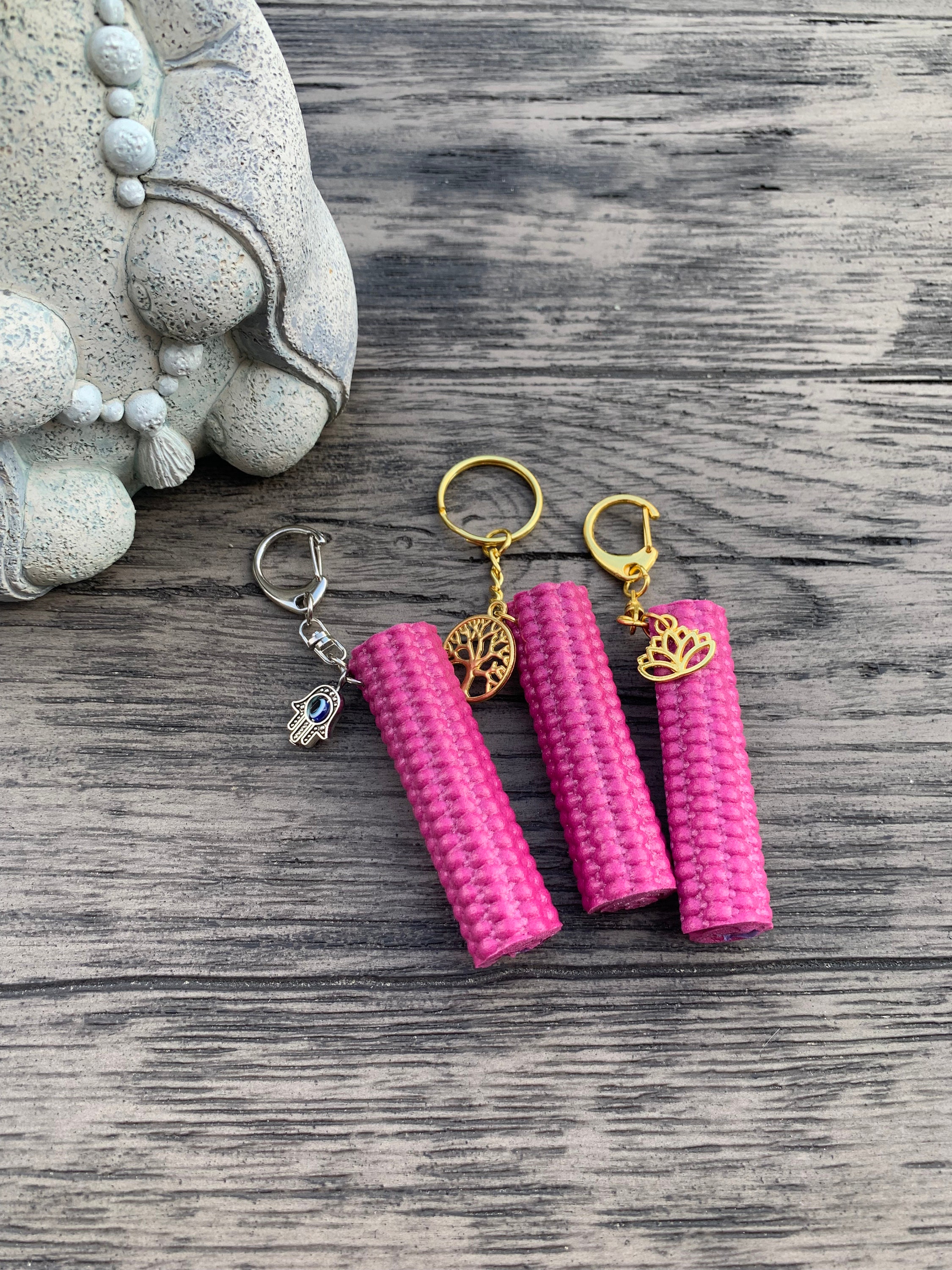Yoga Mat Keychain Fuchsia Color, Yoga Gift, Yoga Teacher, Goodie Bag ...