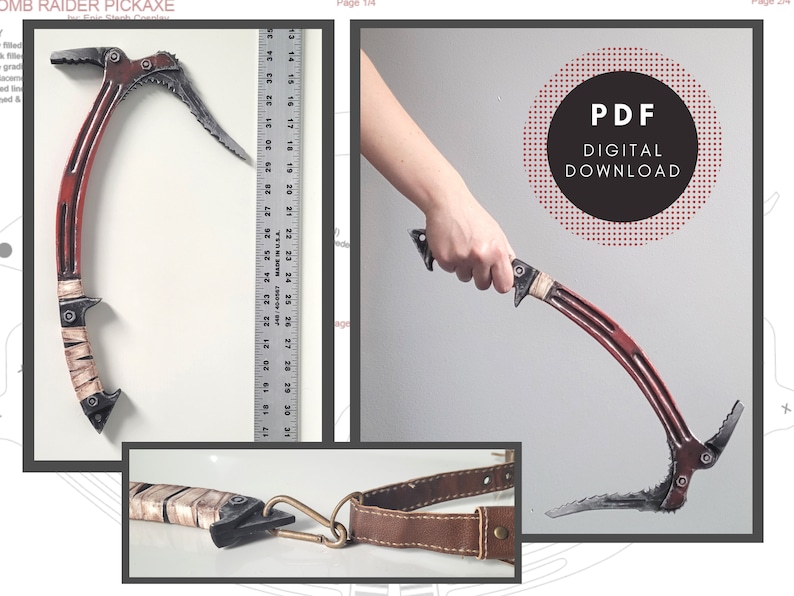 Tomb Raider Pickaxe Pattern & Tutorial for Lara Croft Cosplay DIY Blueprint PDF Digital Download ...