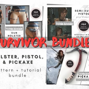 Tomb Raider Holster, Pistol, & Pickaxe Pattern + Tutorial BUNDLE for Lara Croft Cosplay ...
