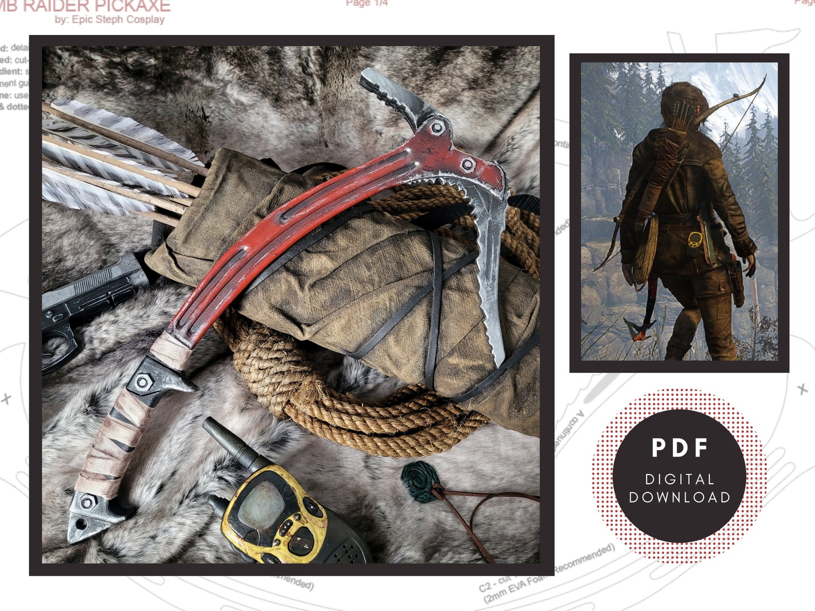 Tomb Raider Pickaxe Pattern & Tutorial for Lara Croft Cosplay DIY ...