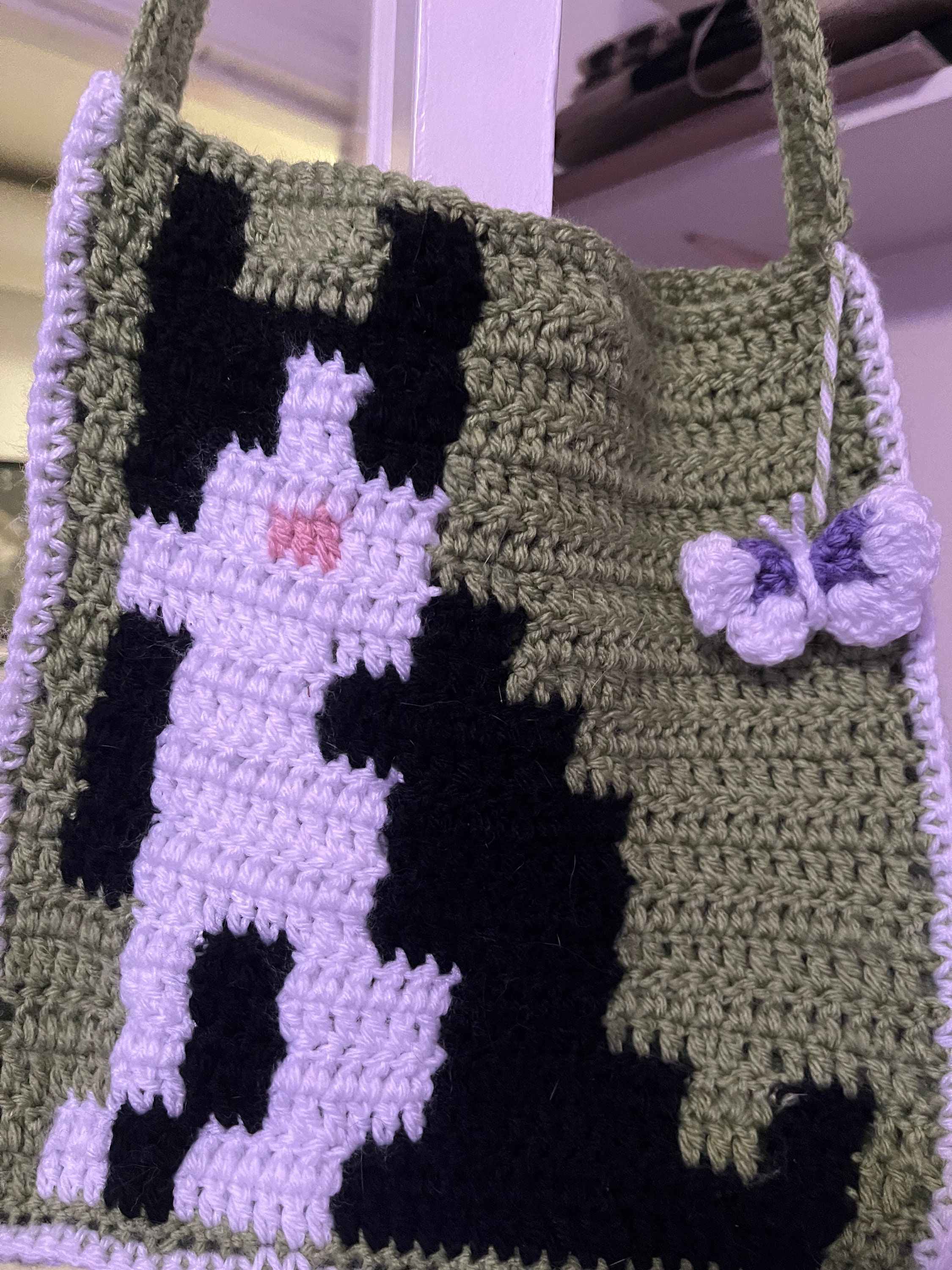 Cute and Simple Cat Pixel Crochet Book Bag Pdf Pattern - Etsy