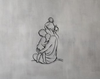 Mother Svg Dxf Png Files Laser Cut File Mom Child Baby Wall Art Mothers ...