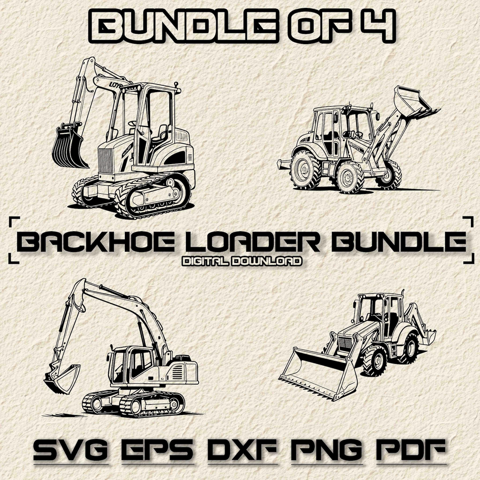 Backhoe SVG, Bucket Loader Svg, Tractor Svg, Dirt Tractor Svg, Backhoe ...